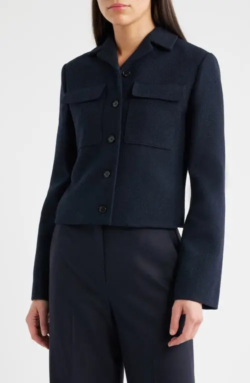 Theory Cropped Utility Jacket In Navy Multi - 69% Off | Editorialist